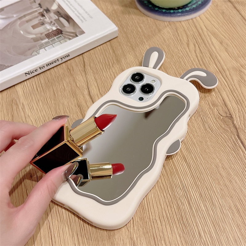 Cute 3D Rabbit Mirror Case Vivo V23 V23E 5G V21 4G 5G V20 Pro Y19 Y91C Y91i V11 Pro Y11 Y12 Y13 ...