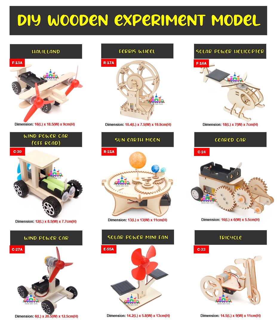 DIY Kit Projek Model Eksperimen kayu Sekolah rendah Kanak Kanak Vince ...