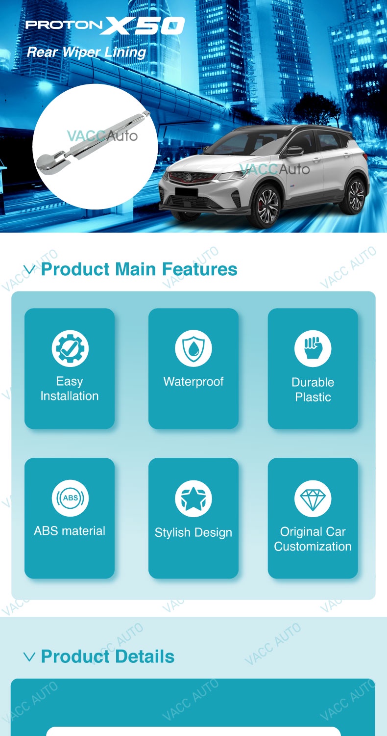 Proton X50 Rear Wiper Chrome Cover Lining Rear Window Wiper Protector ...