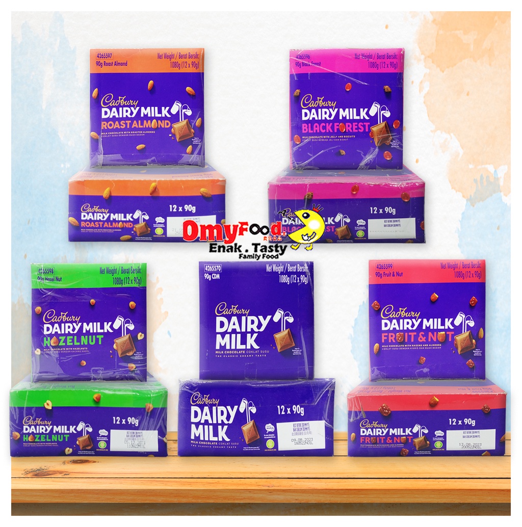 80g-85g x 12pcs (1box) Cadbury Dairy Milk Chocolate [Plain/Fruit & Nut ...