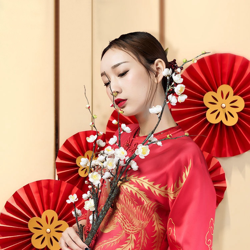 Blessing Paper Folding Fan 2025 CNY Wall Decor Wedding Festival ...