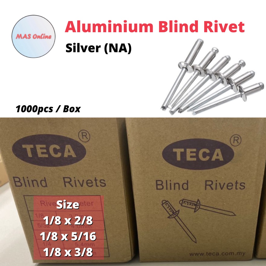 [1000pcs] (NA Silver) Aluminium Blind Rivet Mata Rivet Paku Rivet 笔钉 ...