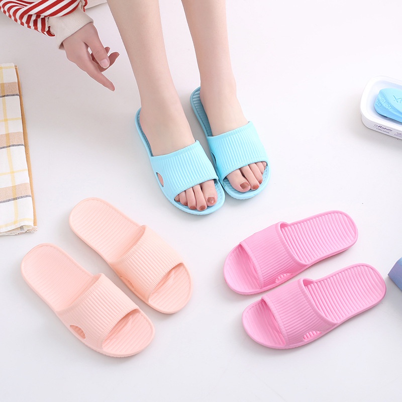 AntiSlip Slippers Women Men Anti-slip Linen Plaid Home Indoor Bathroom ...