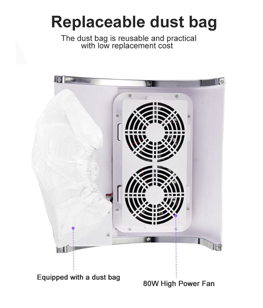 Nail Vacuum Cleaner 80w High Power Dust Extractor For Nail Low Noise ...