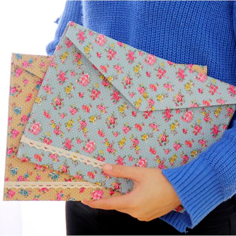 1pcs Fabric A4 Flowers Pattern File Holder Bag Girls Students ...