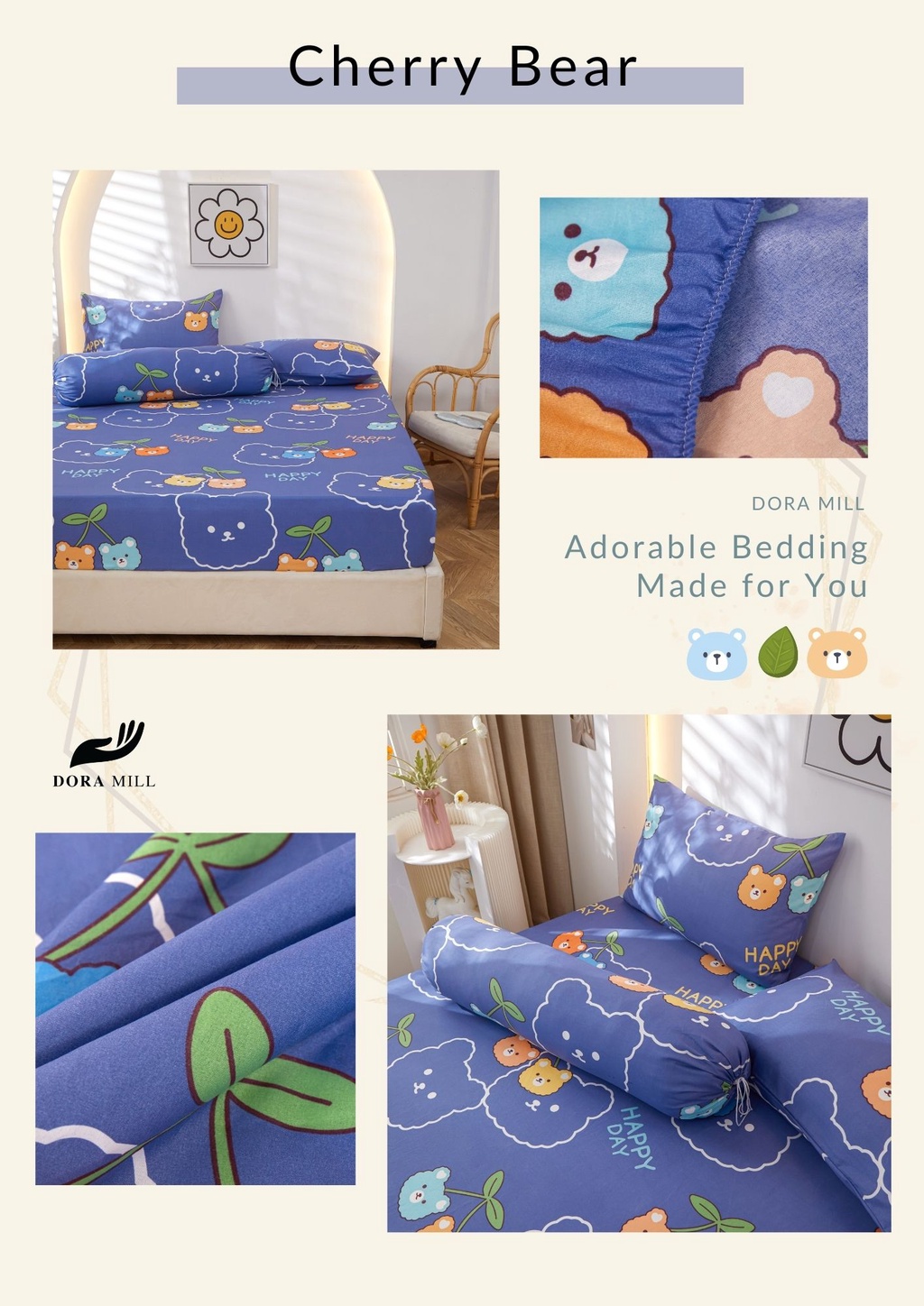 DM Premium 4in1 King Queen 2in1 Single Cartoon Cadar Fitted Bedsheet ...