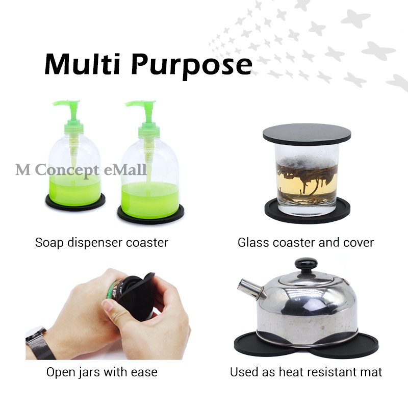 M Concept Alas Cawan Lapik Silicone Cup Coaster Round Rubber Mat Glass ...