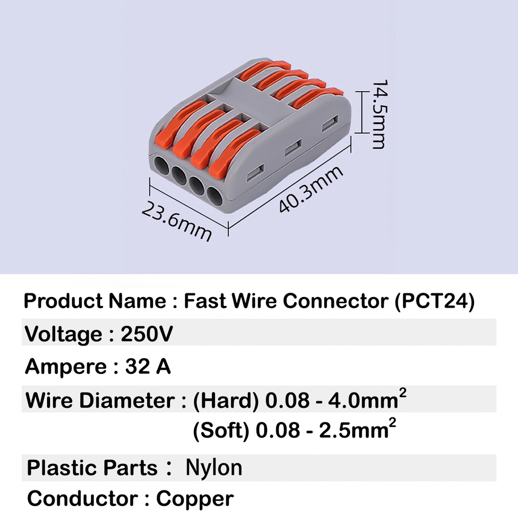 SPL4 Fast Wire Connector 4 IN 4 OUT SPL4 PCT2-4 Reusable Terminal Block ...