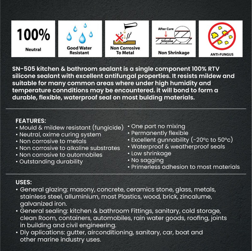 Xtraseal SN-505 RTV 100% Neutral Silicone Sealant Kitchen And Bathroom ...