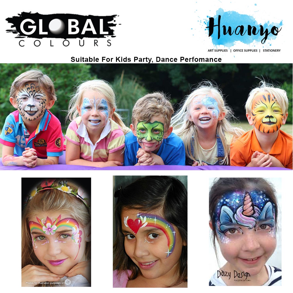 Global Colours Face and Body Paint (200ml, Large Bottle) [For Holloween ...