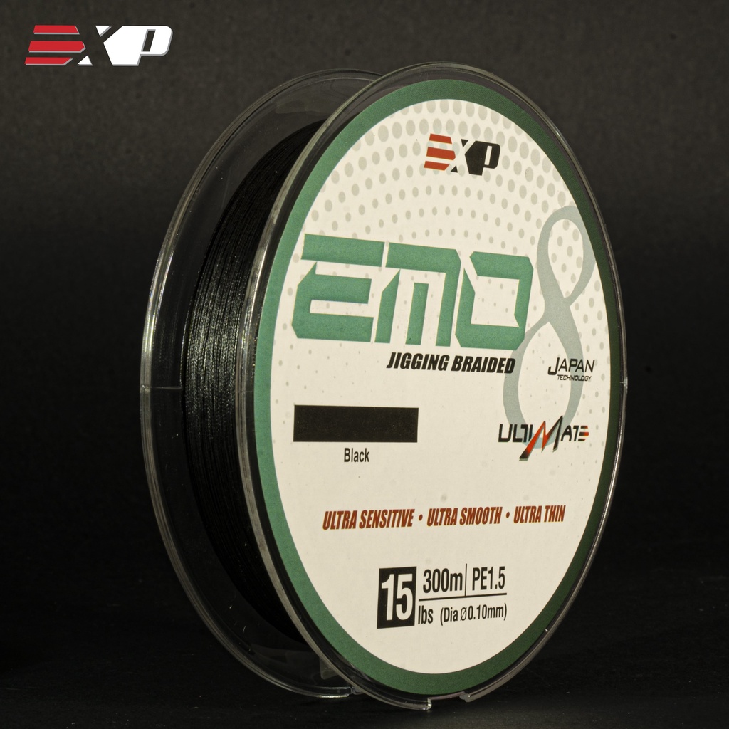 EXP EMO 8X 300m BLACK Braided Fishing Line Ultra Sensitive Smooth Thin ...