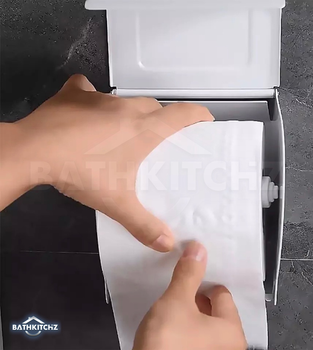 BATHKITCHZ White Aluminium Tissue Box Toilet Paper Holder Tissue ...
