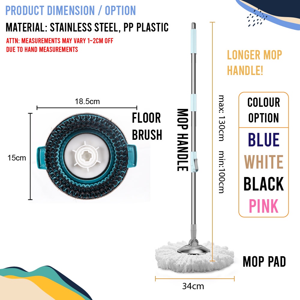 Innohut SQ-942 Mop Refill 360° Spin Mop Accessories Brush Household ...