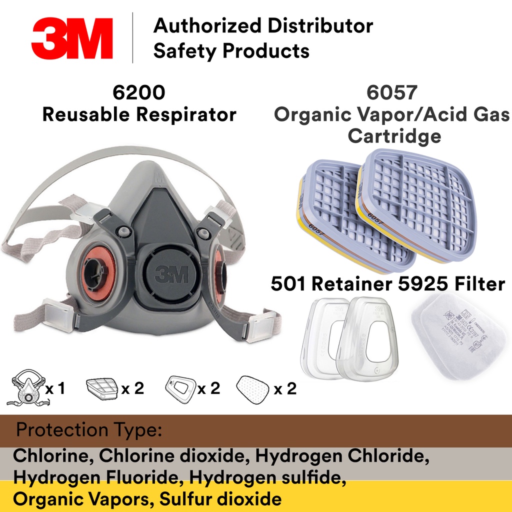 3M 6200 Reusable Respirator Set – 6051 OV / 6057 OV&AG/ 6059 MultiGas ...