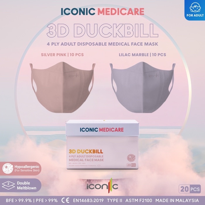 Iconic Medicare 4 Ply 3D Duckbill Adult Medical Face Mask (20pcs ...