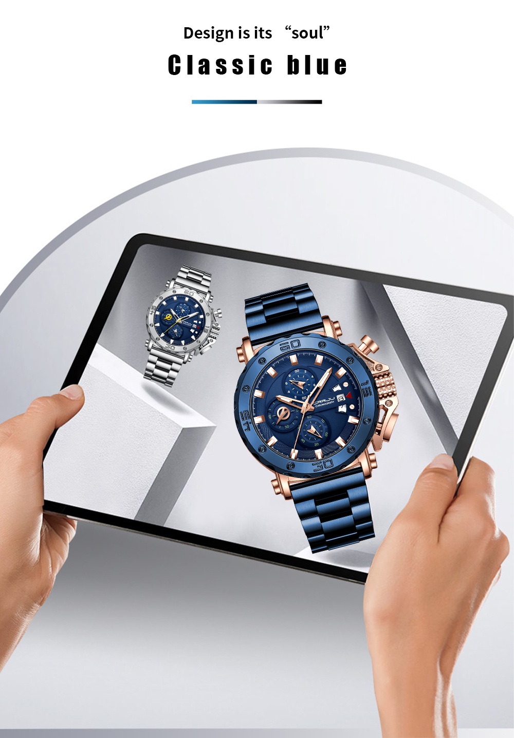 Jam Tagan Lelaki CRRJU Men Watch Original Top Brand Luxury Big Dial ...