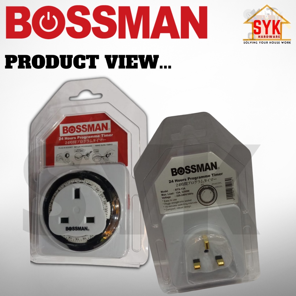 SYK BOSSMAN BTS-13A 13A 3200W 24 Hours Programme Square Timer Switch ...