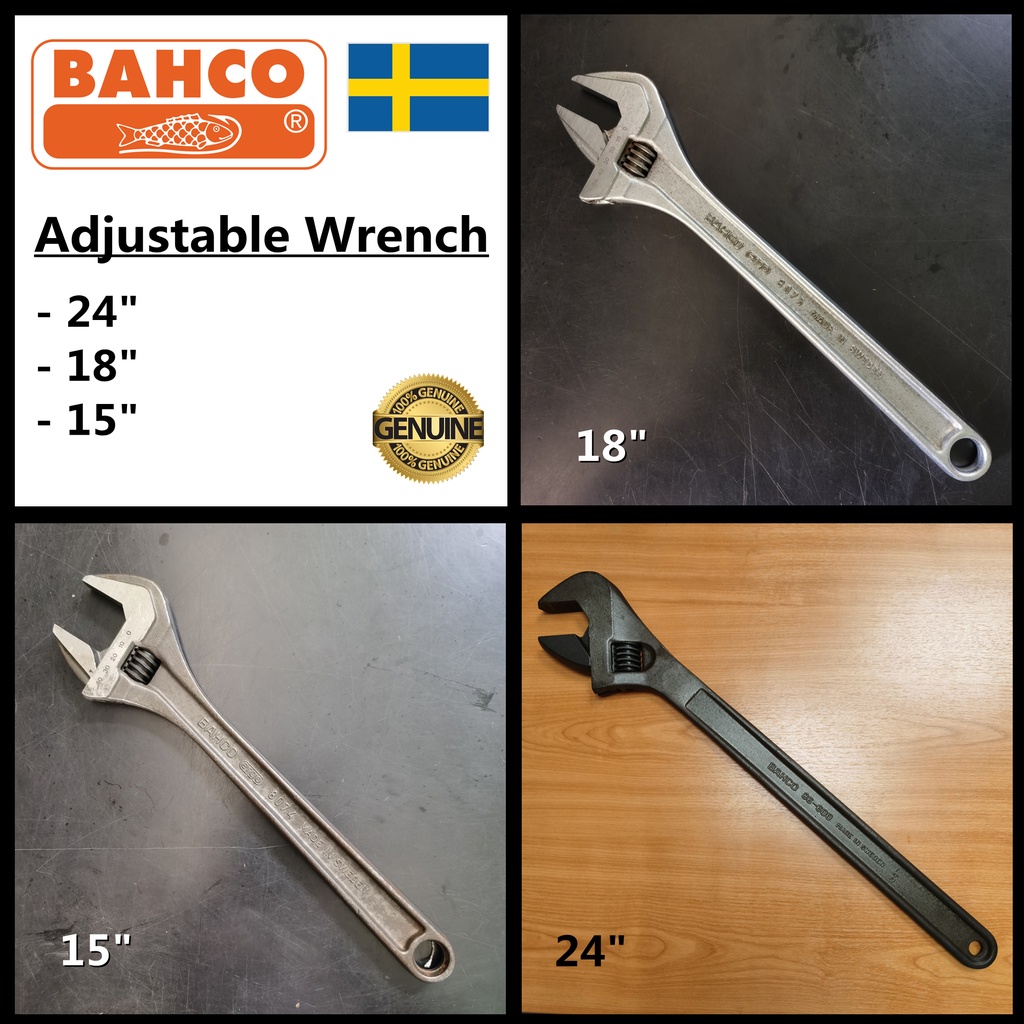 SANDVIK BAHCO 15” (8074) | 18”(8075C) | 24”(86-600) Adjustable Wrench ...