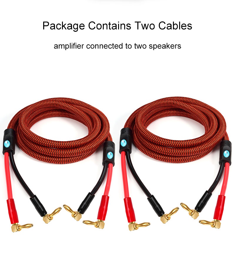 GOLLEY LION 1 Pair HI-FI Audio Speaker Cable Right Angle L Type Gold ...