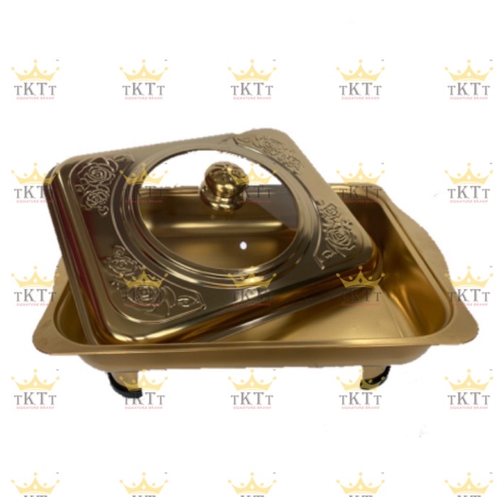TKTT 35x27 Vintage Gold Rose Embossed Buffet Set Serving Dishes Curve ...