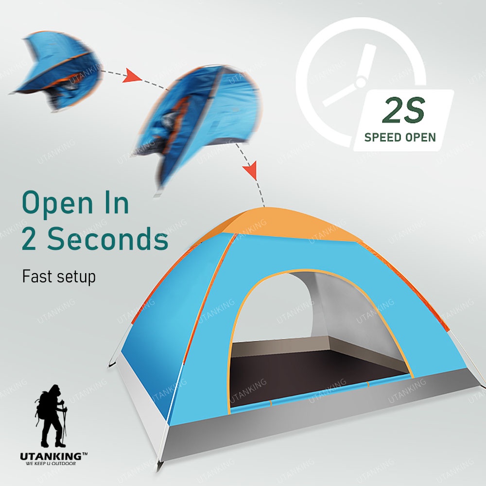 UtanKing™ Camping Tent Pop Up Tent Hiking Shelter UV 1 or 2 Door ...