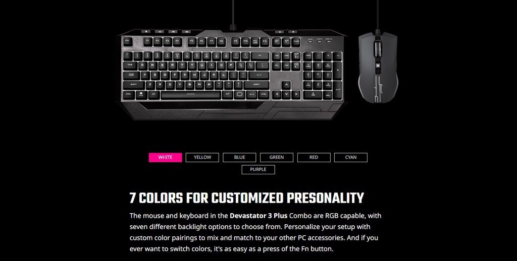 Cooler Master DEVASTATOR 3 RGB III Wired Desktop COMBO Set Keyboard ...