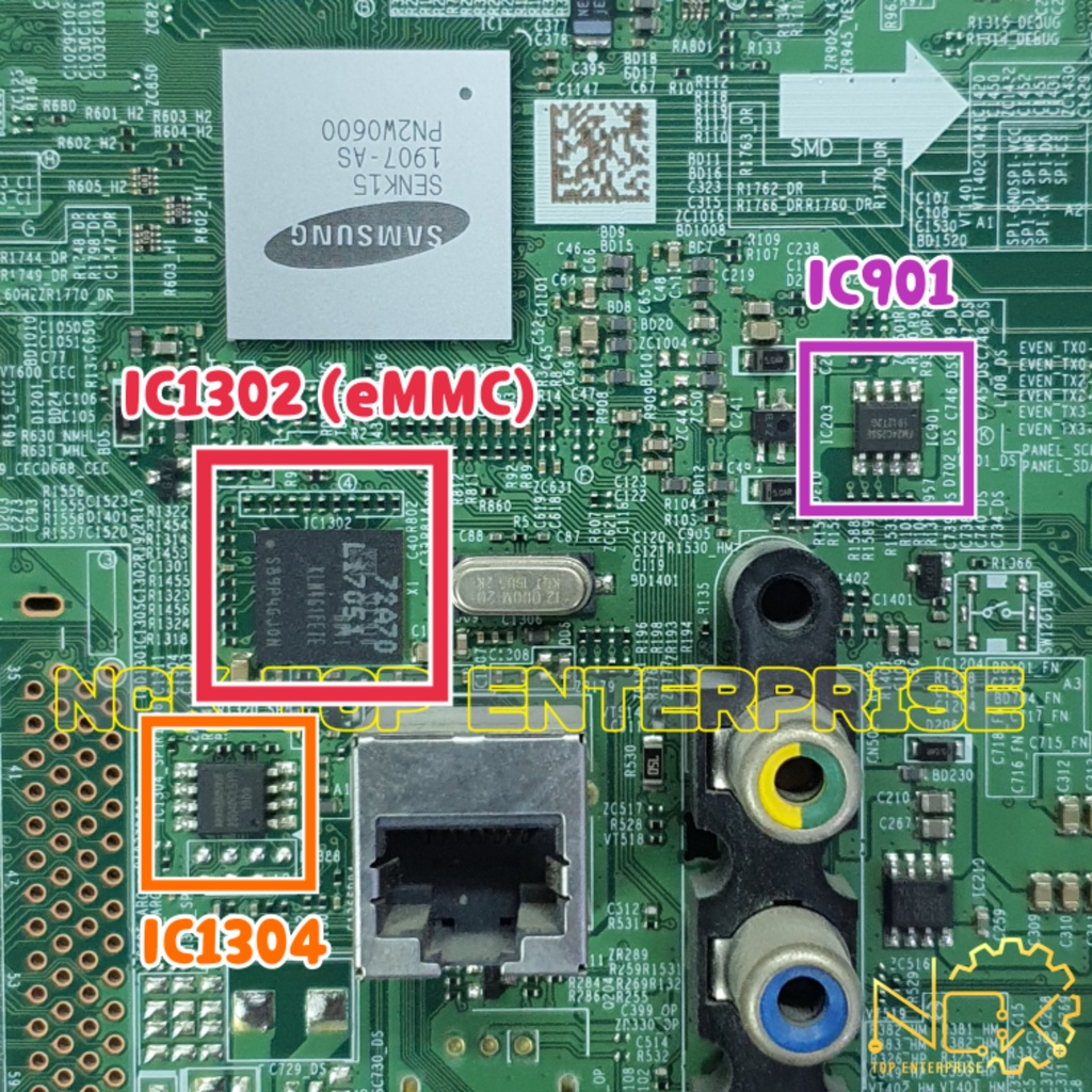 SAMSUNG UA49J5250AK IC eMMC + 25Q40CL + 24C256 EEPROM / BIOS / FIRMWARE ...