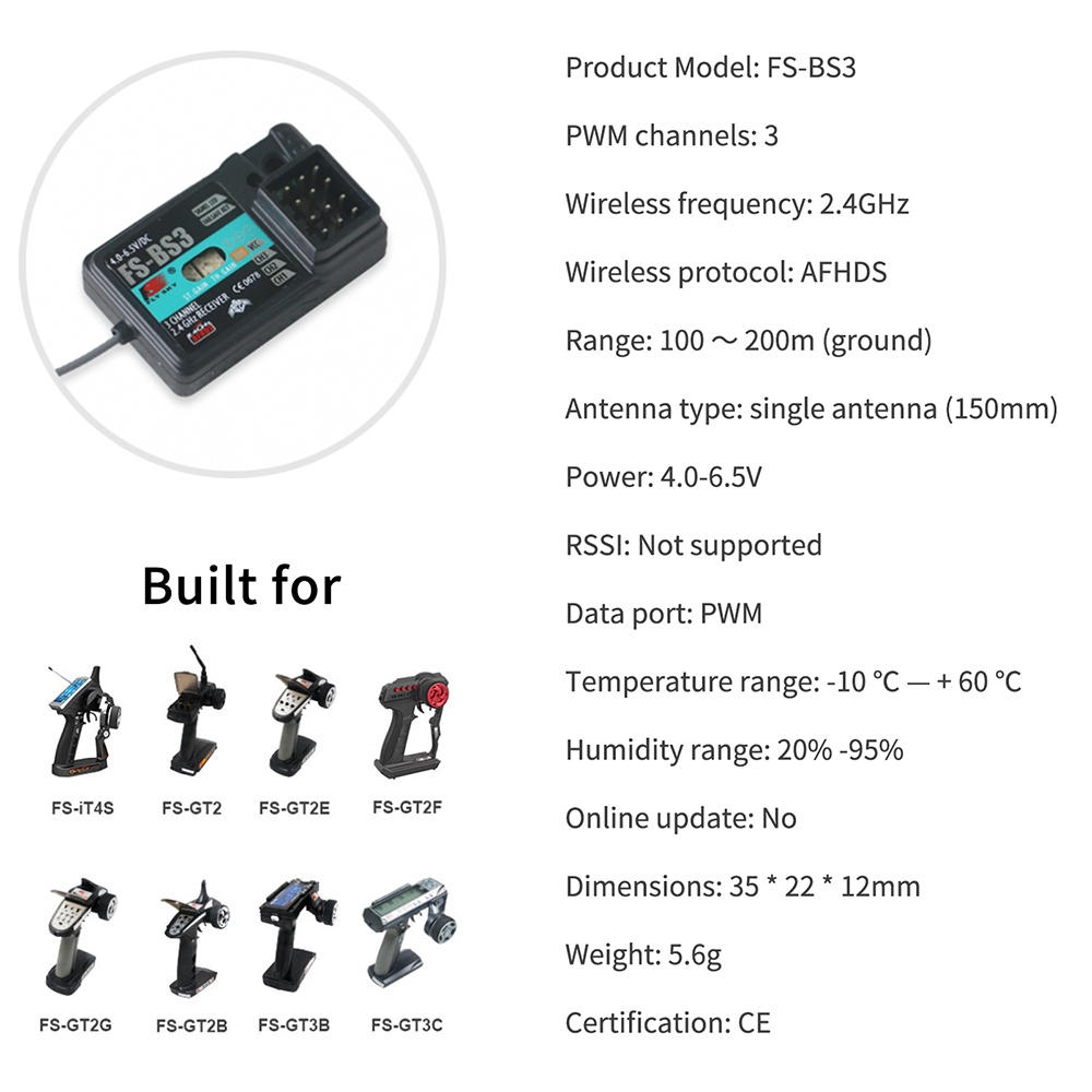 FS-BS6 Receiver Flysky FGR4S FGR4P FGR4B FS-GR3E FS-R6B FS-iA6 FS-iA6B ...