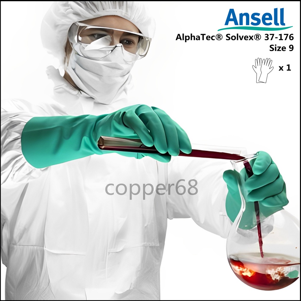 Ansell AlphaTec® Solvex® 37-176 Chemical Resistant Green Nitrile Glove|Sol-Vex Rubber Glove ...