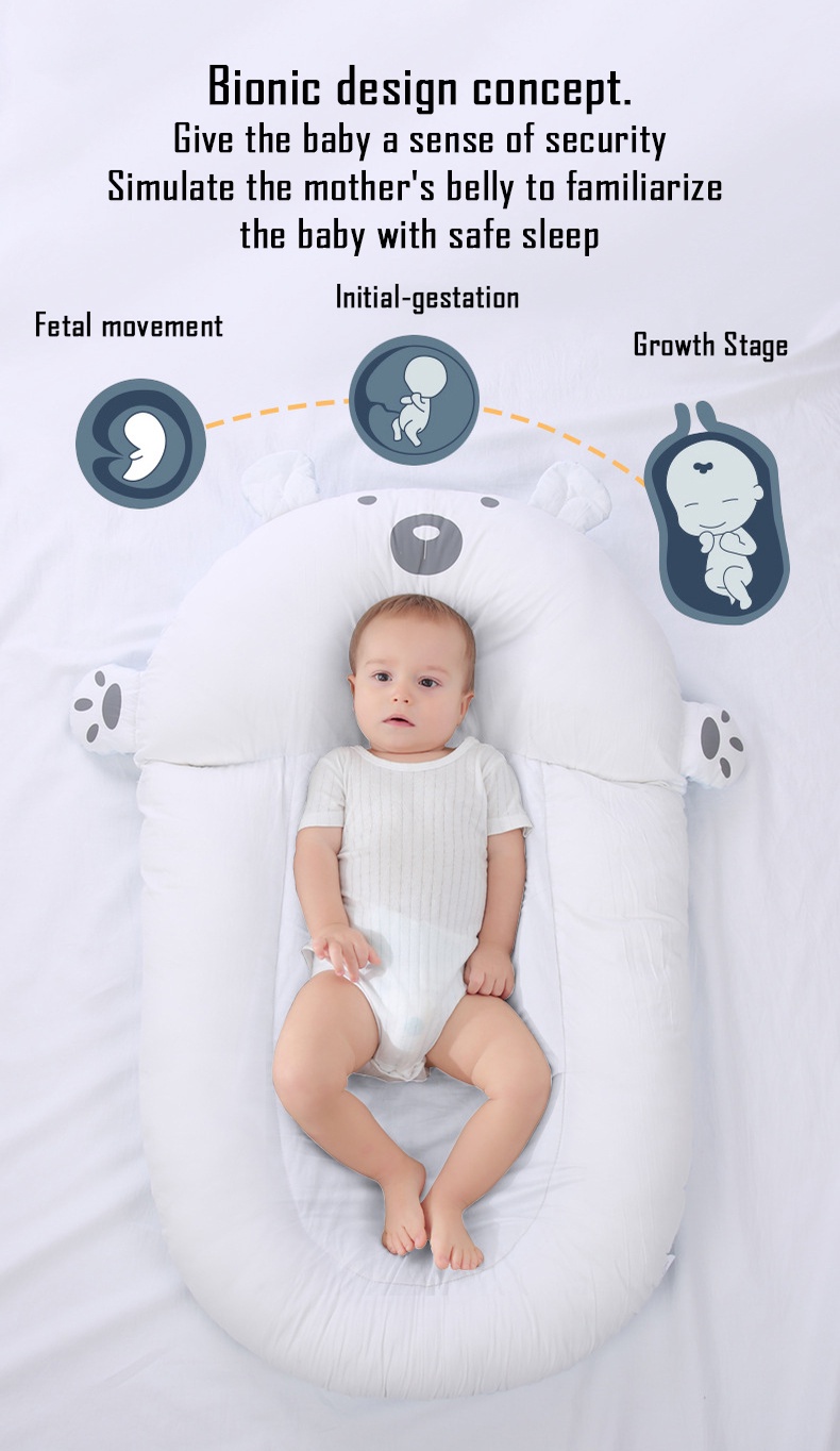 EZYLITTLES Baby Bionic Bed with Pillow Large Nest Bed Cot Infant ...