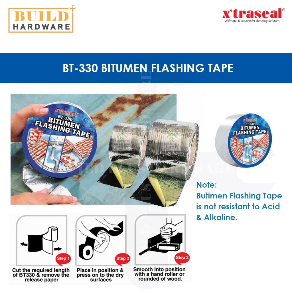 X'TRASEAL BT-330 Bitumen Instant Flashing Tape 2"/3"/4"/6" 50mm/75mm ...