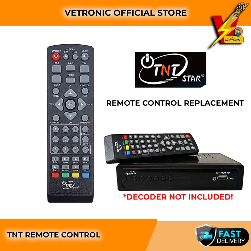 TNT Star Remote Control Replacement SRT-999HD VB-T2/S2/K3/K2 MYTV ...