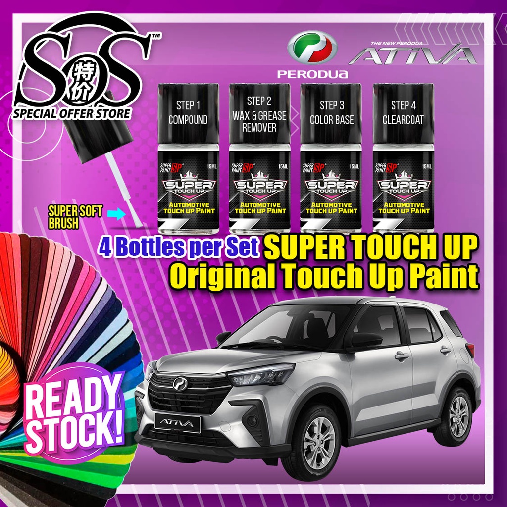 PERODUA ATIVA 4 in 1 SUPER TOUCH UP Combo Set Touch Up Original Factory ...