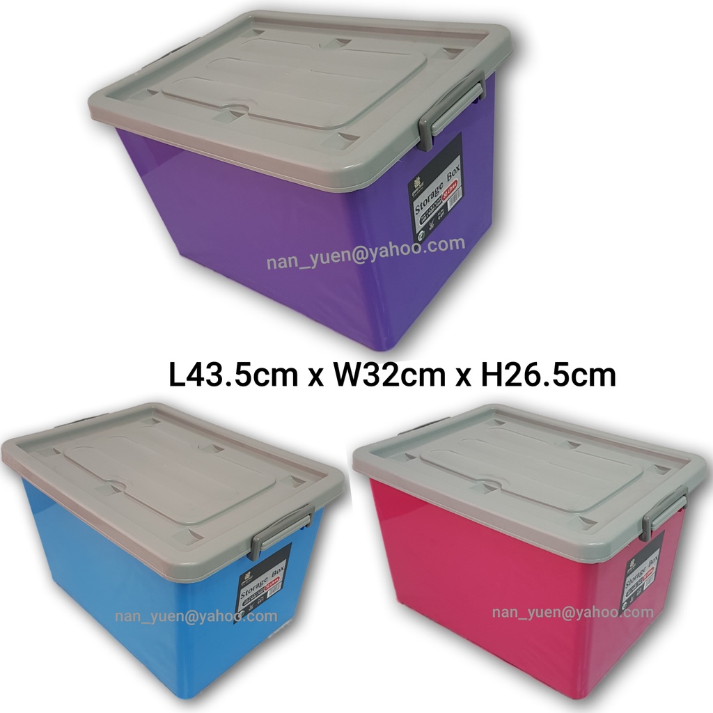 Plastic Storage Box 25 Litre with Wheel Organizer Container Kotak Bekas ...