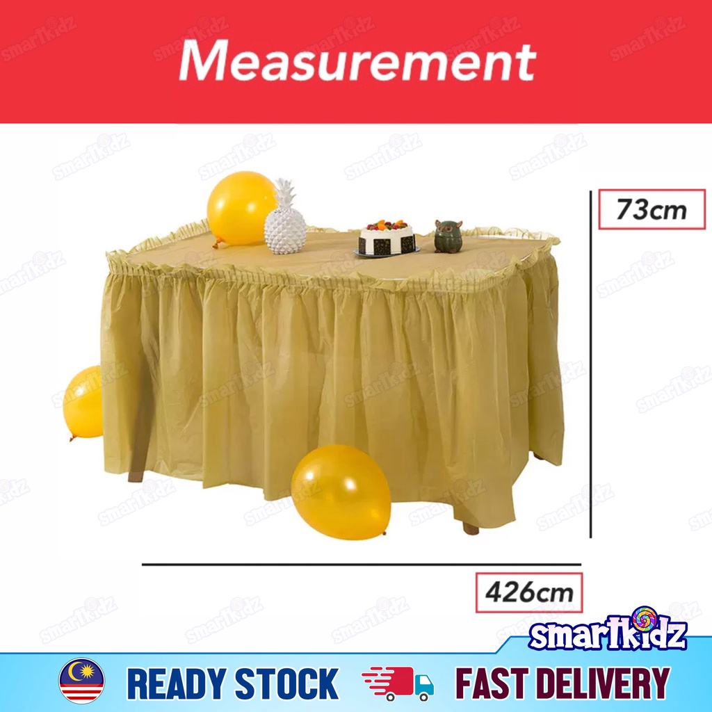[1pcs] PEVA Disposable Party Table Skirting | Meja Birthday Festival ...