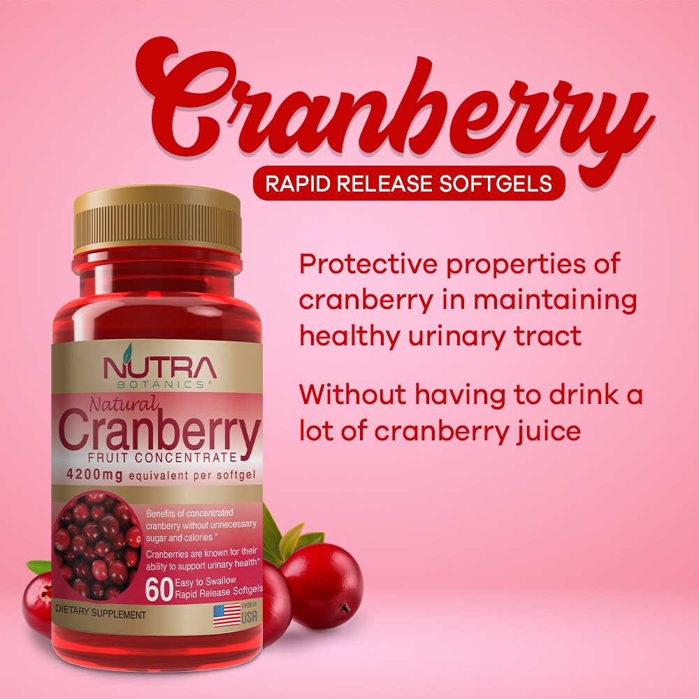Nutra Botanics Cranberry Supplement - Urinary Tract UTI Supplement ...