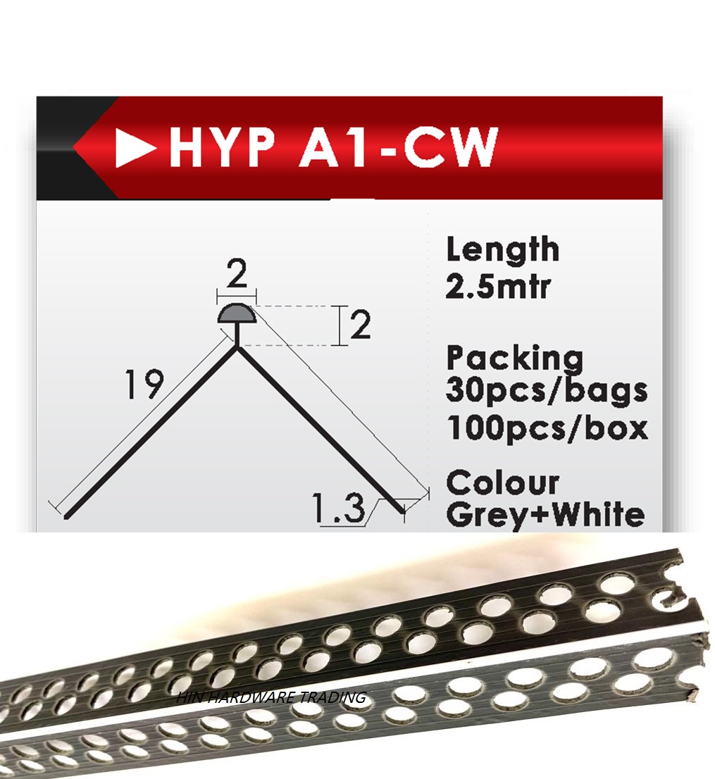 PVC Skim Coat Corner Bead HYP A1 (CW) ( 100pcs/Box ) Buatan Malaysia ...