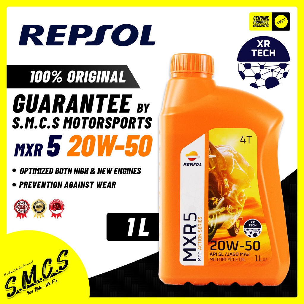 REPSOL 4T 20W50 MXR 5 [NEW] 1L XR Tech MCO ACTION SERIES (100%ORIGINAL ...