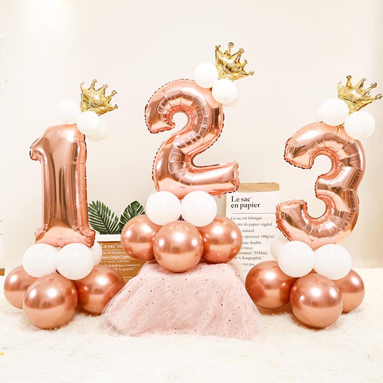 115cm Numbering Huge Metal Balloon Stand With Crown Silver Gold Rainbow ...