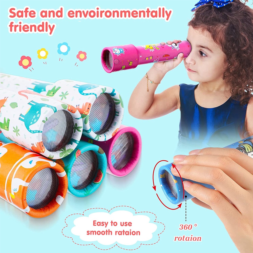 Realeos Kaleidoscope Kaca Corak Polygonal Mirror Rotating Scope Kid ...