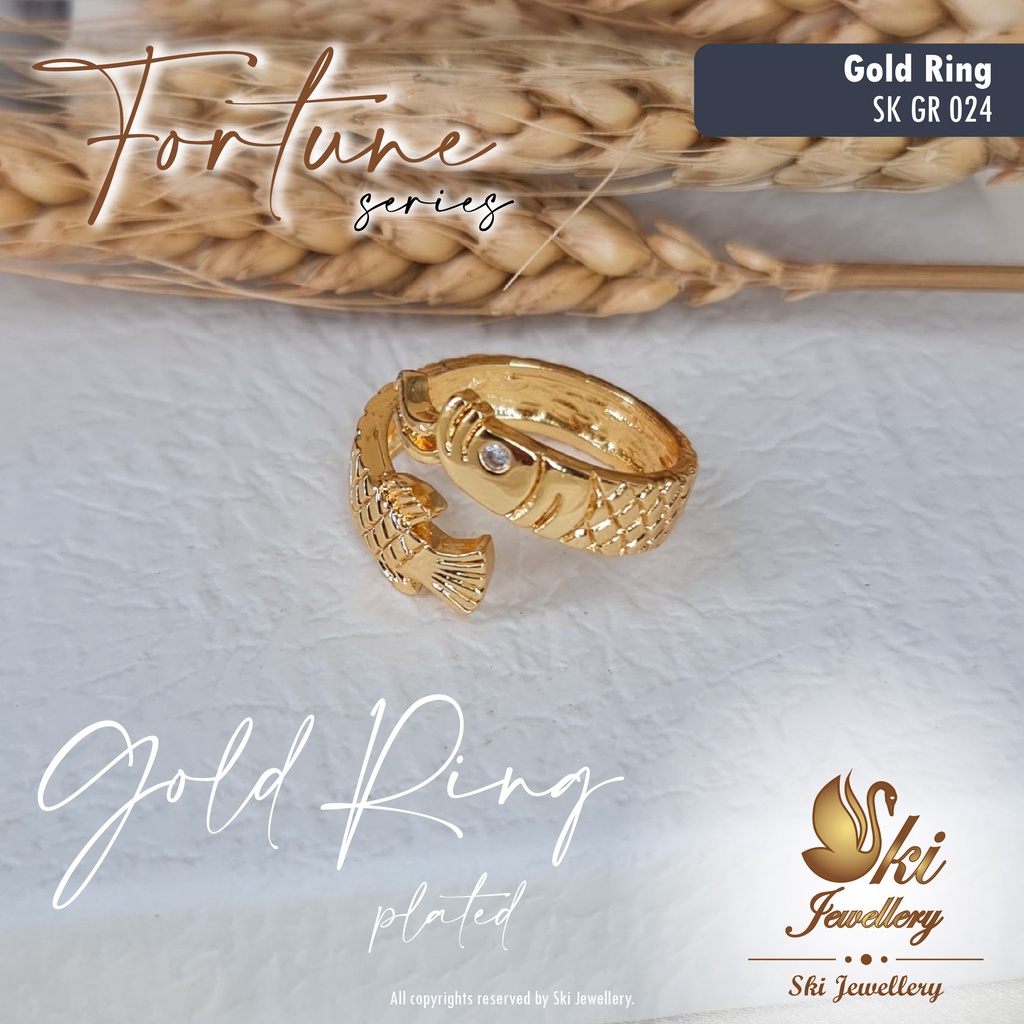 Ski Jewellery Fortune Korean Gold Ring with Arowana Fish 1 PC Emas ...