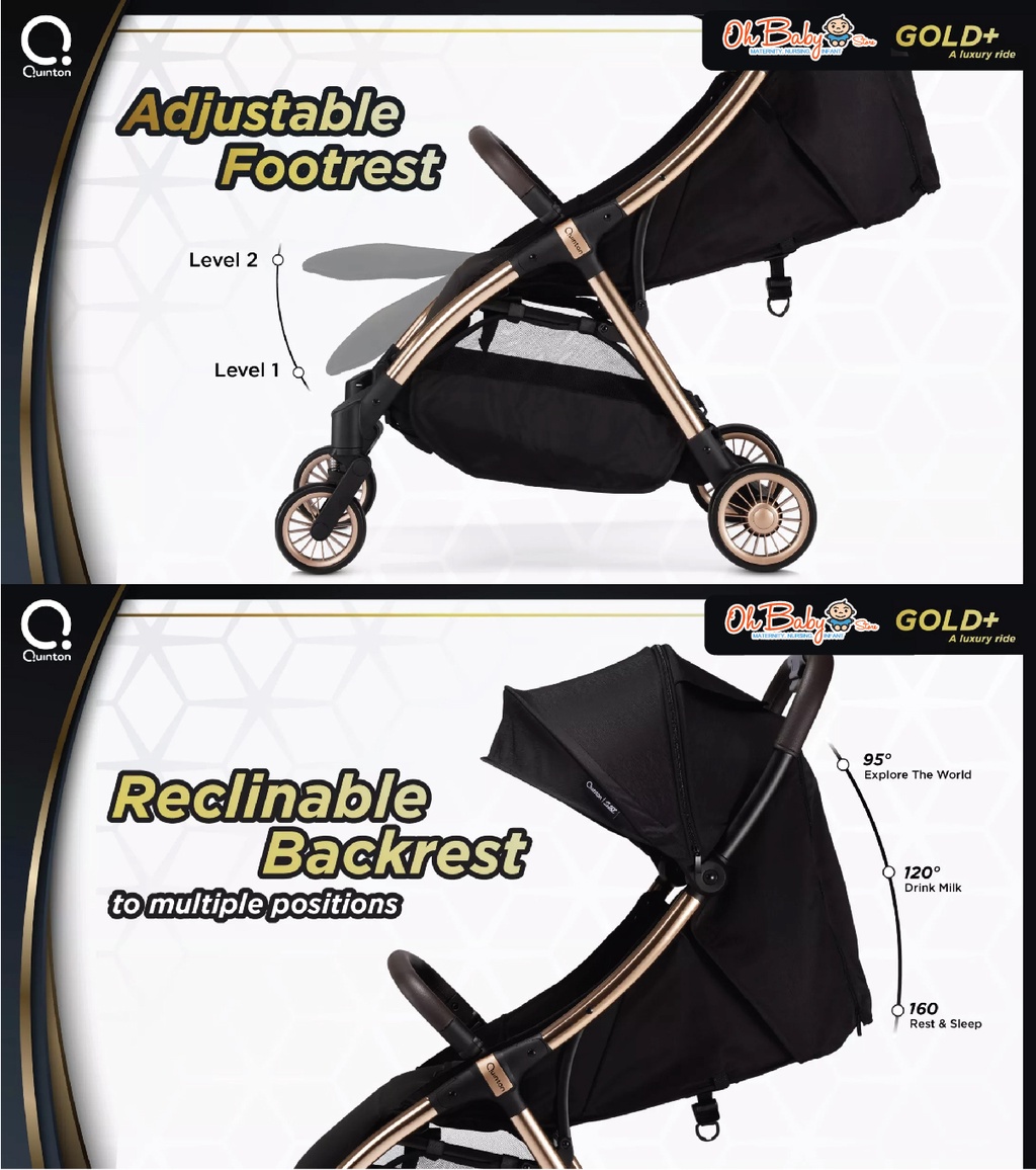 Quinton Gold+ Auto Fold Compact / Cabin Size Lightweight Baby Stroller ...