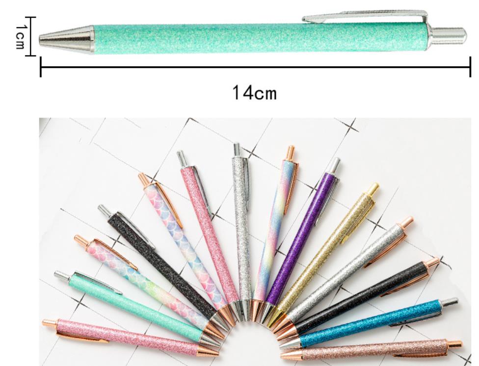 Glitter Metal Retractable Pen Rose Gold Ballpoint Pens Glitter Colorful ...