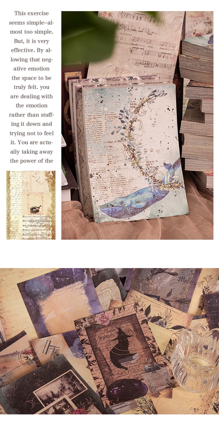 JIANWU 100 Sheets Literary Retro Journal Material Paper No-stickiness ...