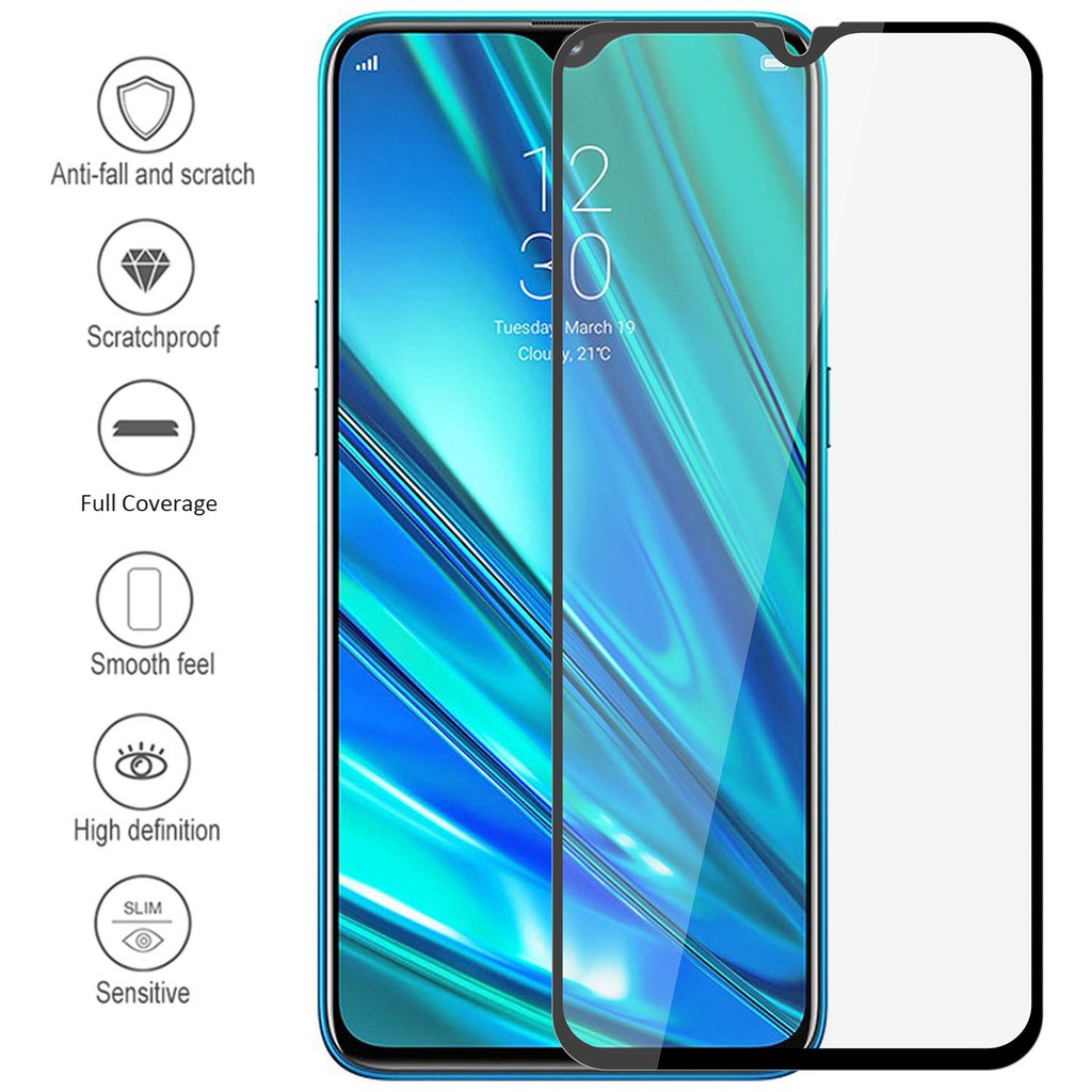MDC Full Cover Tempered Glass compatible with Oppo F9 F11 F11pro A7 A5s ...