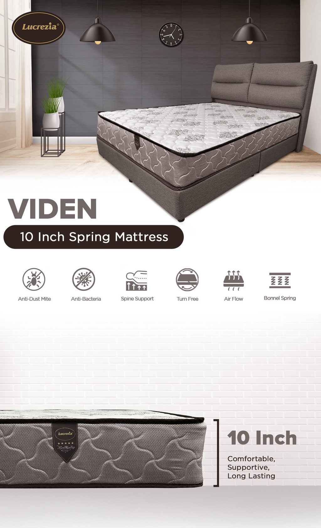 Free Shipping Lucrezia Viden 10inch Spine Support Spring Mattress Tilam ...