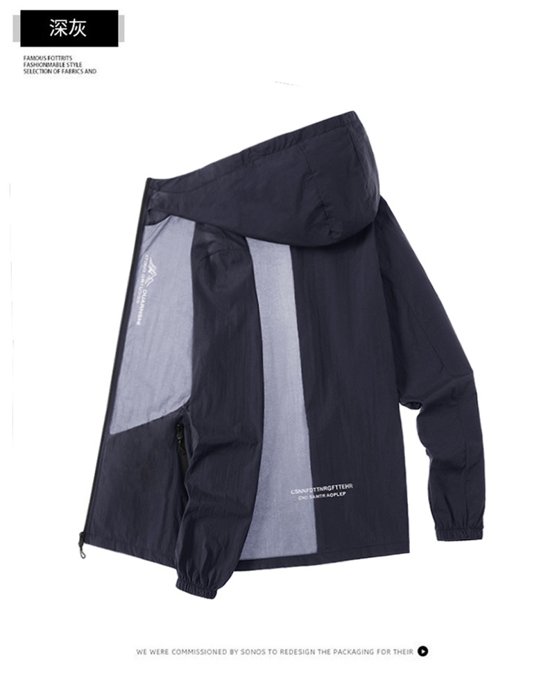 Men Windbreaker Jacket Sunscreen Clothing Ultraviolet-Proof Hooded ...