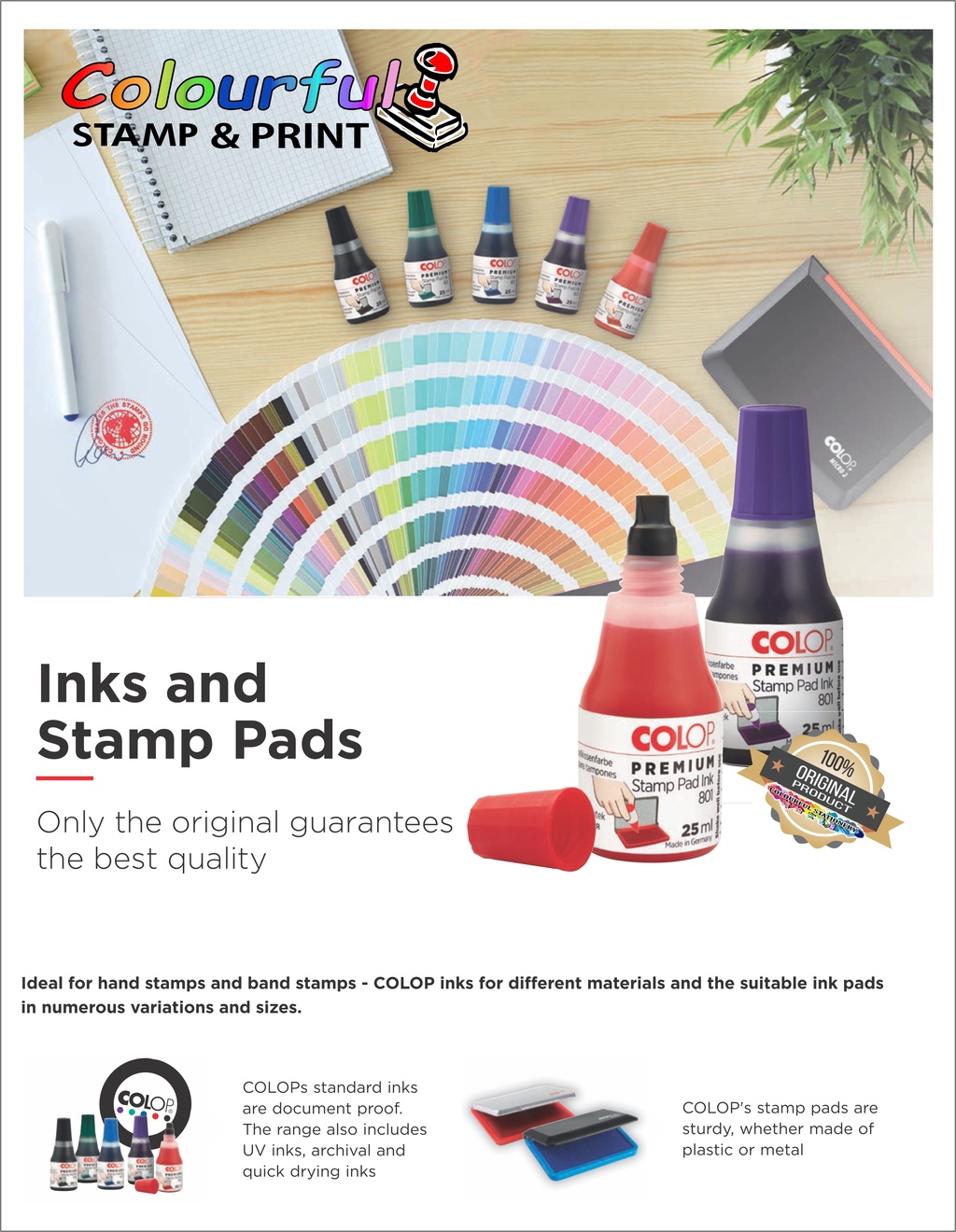 COLOP REFILL INK PAD 801 PREMIUM QUALITY 25ML. Self inking stamp pad ...