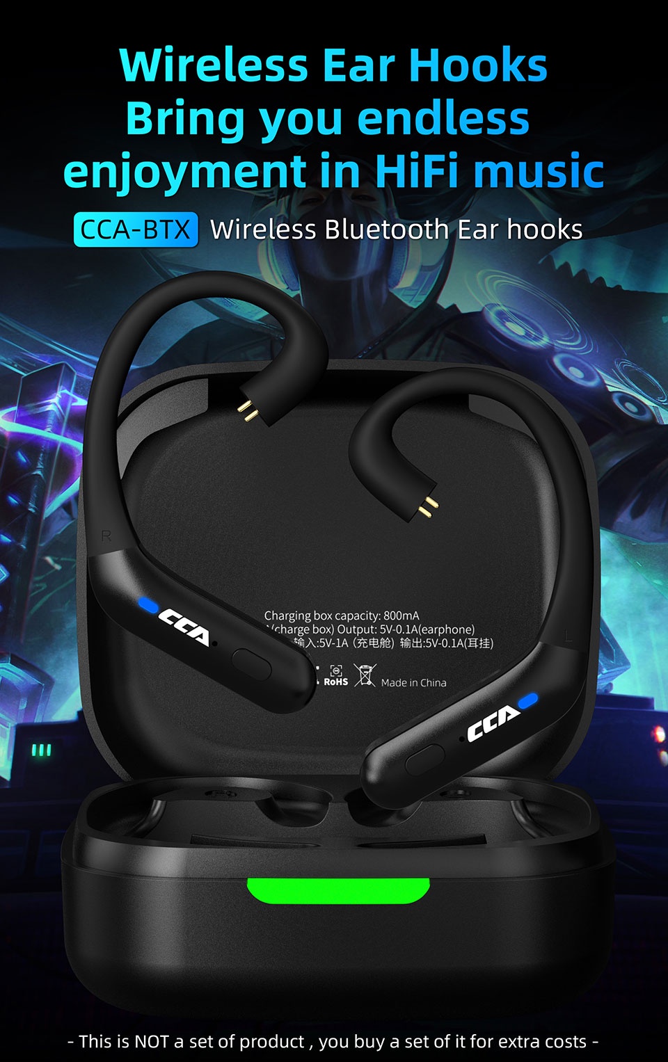 CCA BTX Bluetooth-Compatible 5.2 True Wireless Earphones Ear Hook Sports Earbuds Headset 2 Modes ...