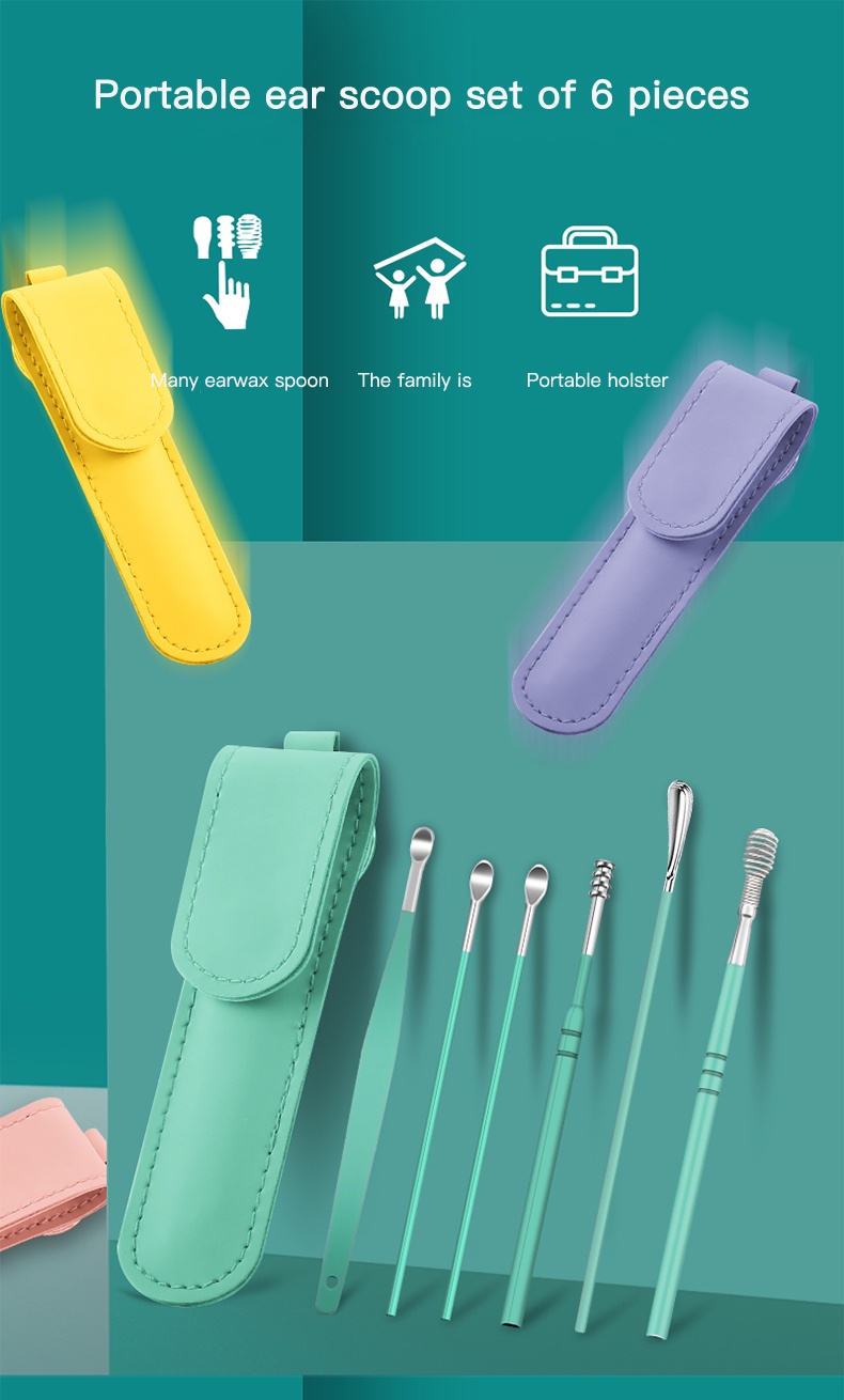 6 sets of stainless steel ear-plucking spoon Ear-plucking utensil Ear ...